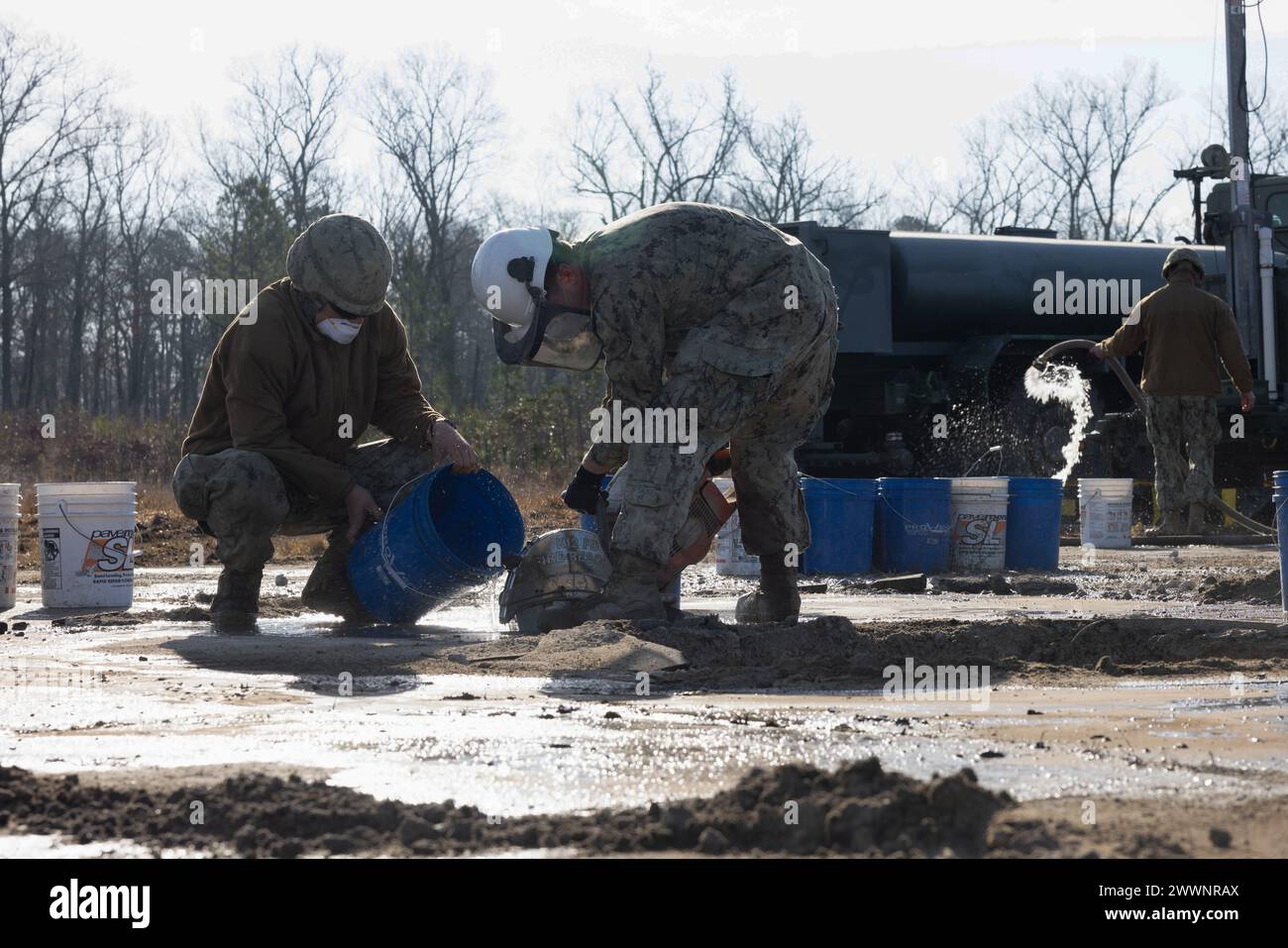 U.S. Navy Sailors assigned to Naval Mobile Construction Battalion 1 ...
