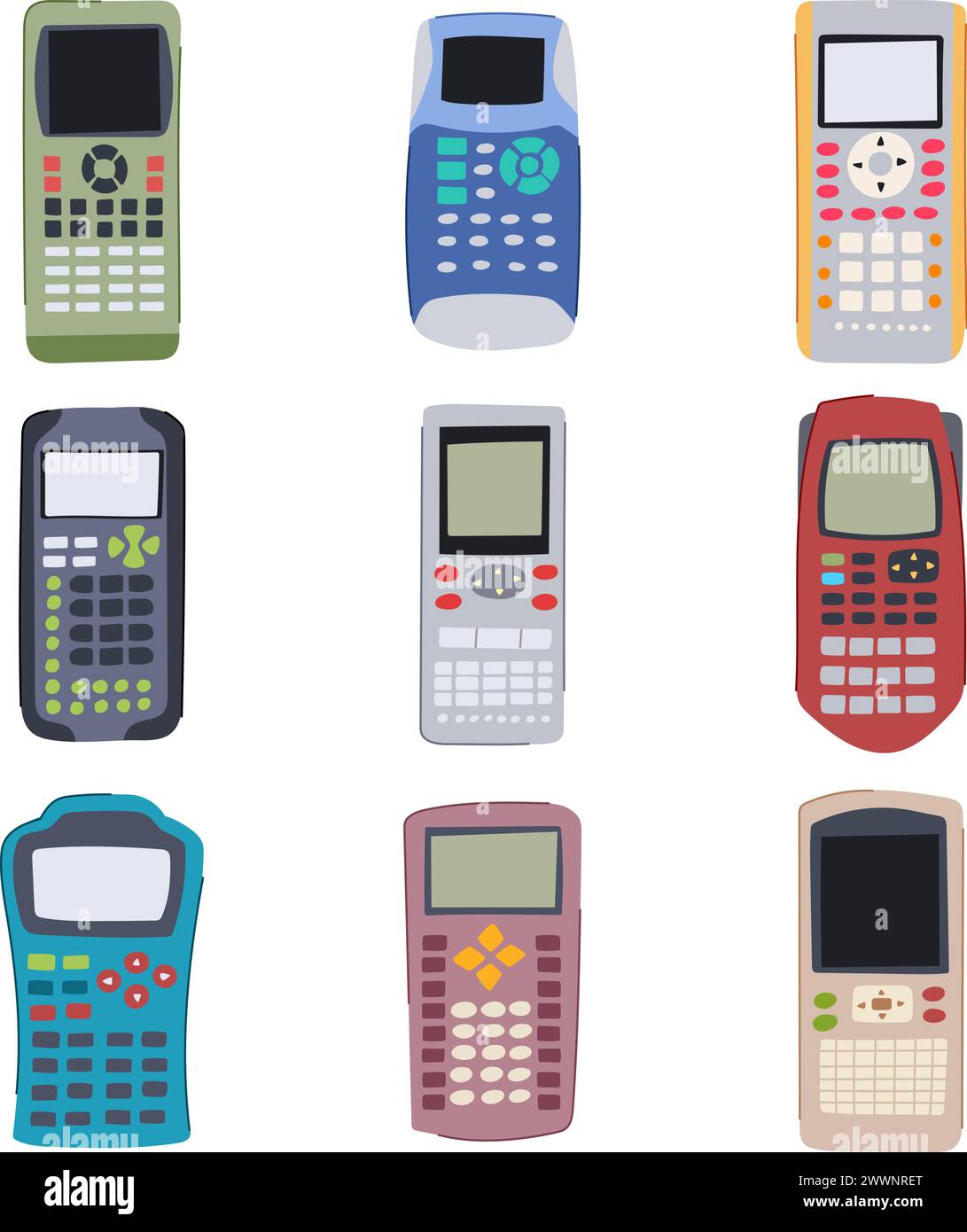 graphing calculator set cartoon vector illustration Stock Vector Image ...