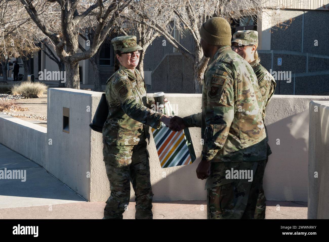 Maj. Gen. Stacy J. Huser, 20th Air Force commander, greets Col ...