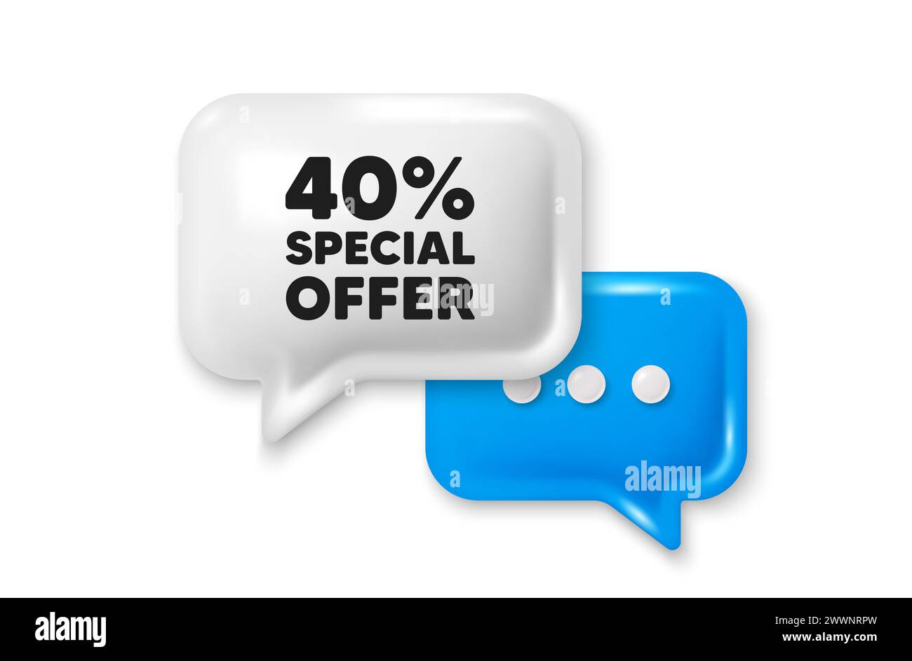 40 percent discount offer. Sale price promo sign. Chat speech bubble 3d ...