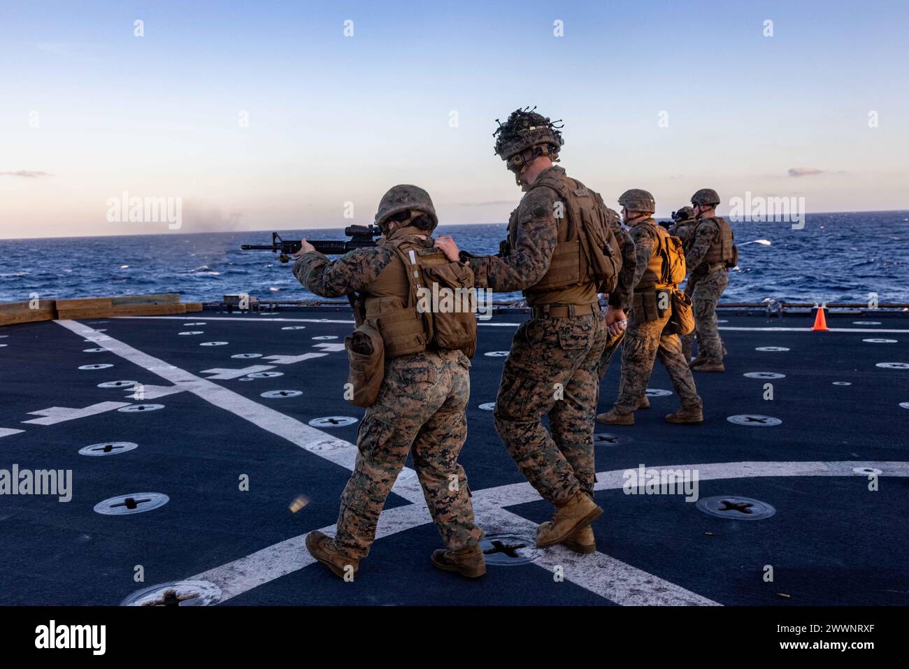 U.S. Marine Corps Sgt. Hannah Thrash, a landing support specialist with ...