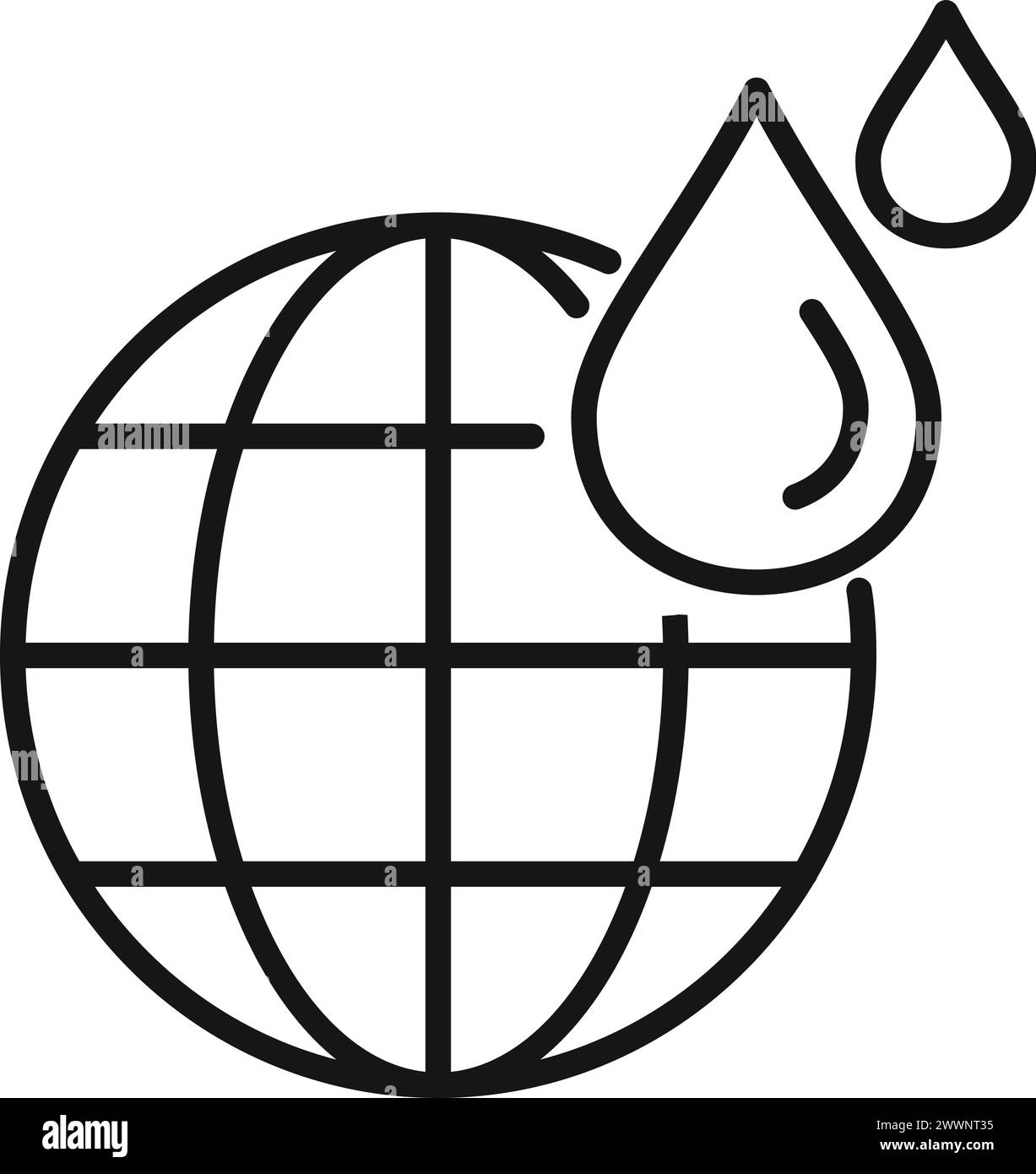 Global sea level rise icon outline vector. Coastal city flood risk ...