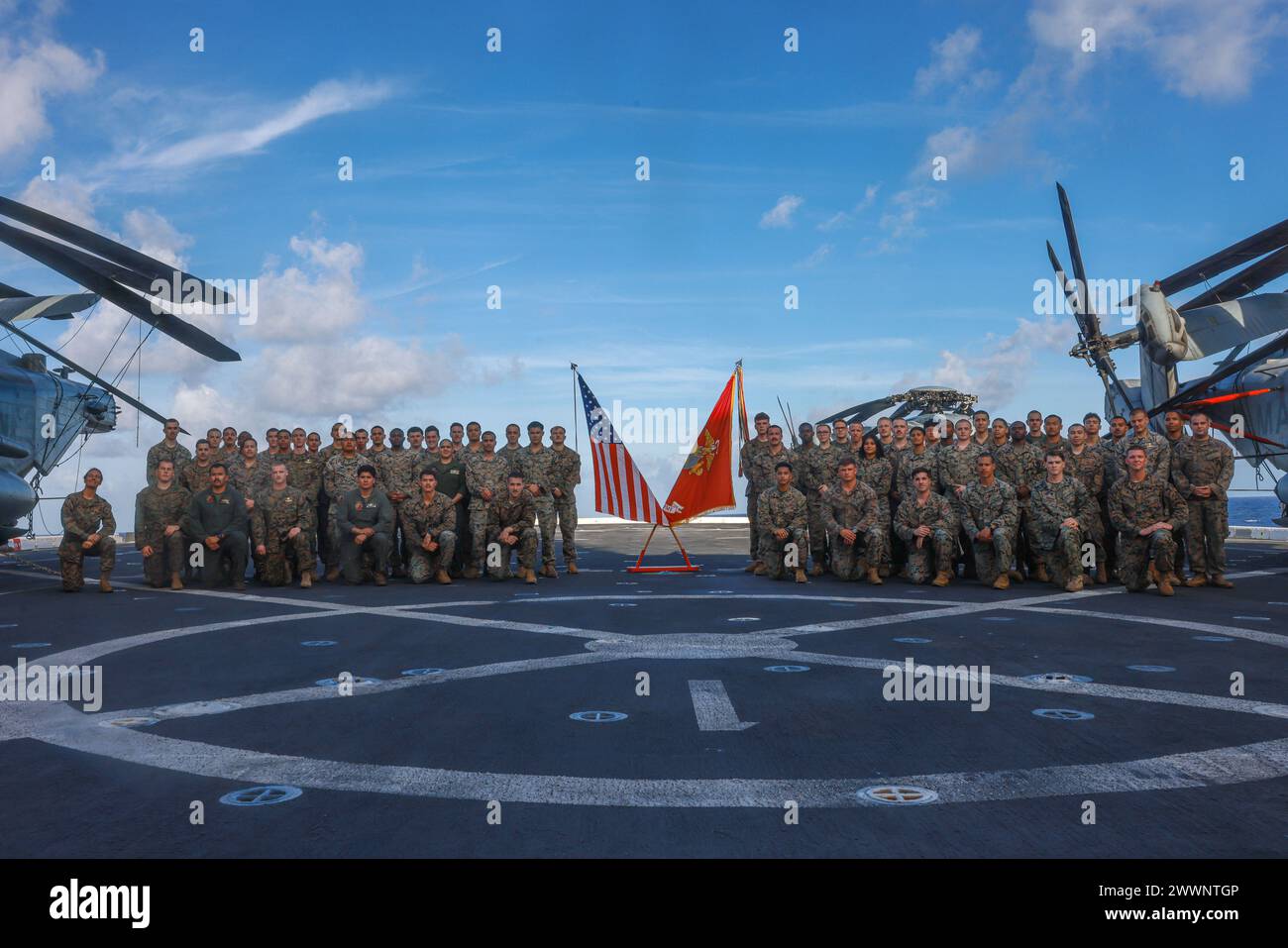 U.S. Marines assigned to the 15th Marine Expeditionary Unit pose for a ...