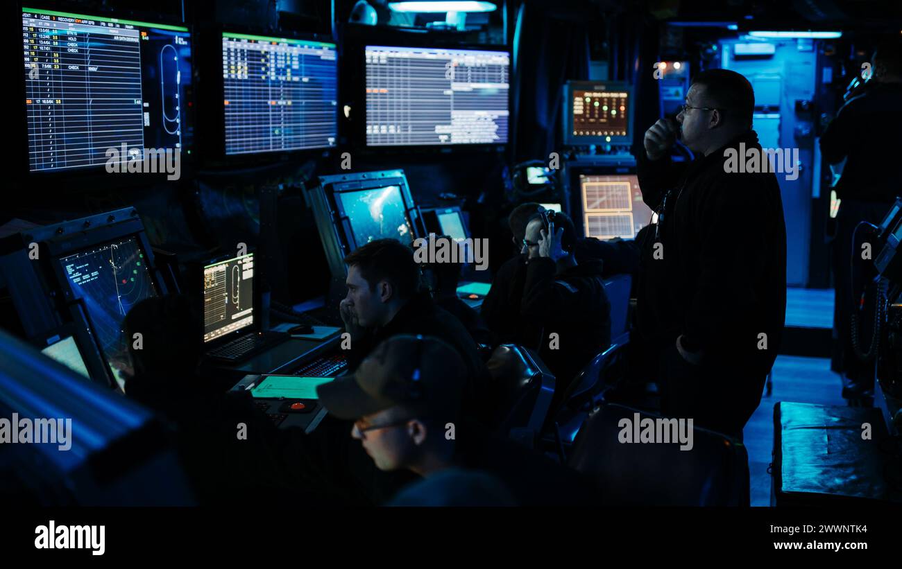Sailors assigned to operations department’s OC division conduct air ...