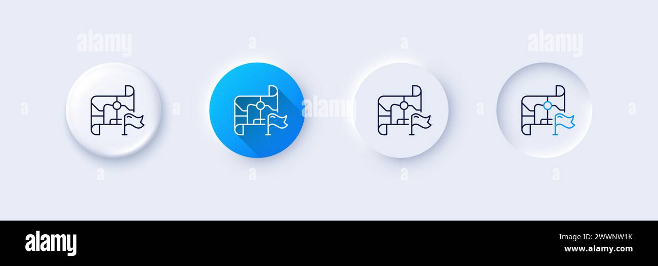 Flag on map line icon. Goal destination sign. Line icons. Vector Stock ...