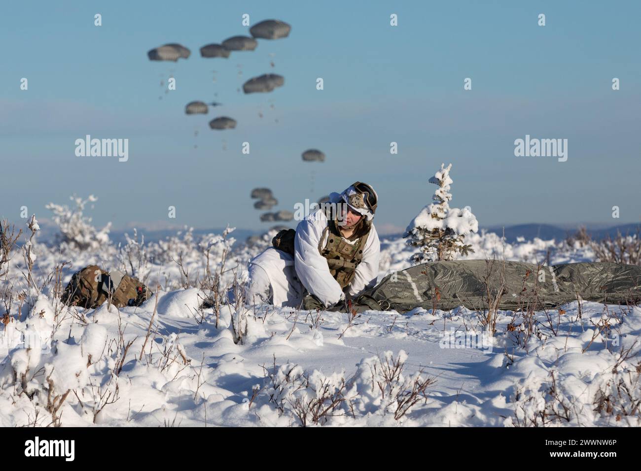 U.S. Army Soldier Pfc. David Hanson, from 3rd Battalion, 509th ...