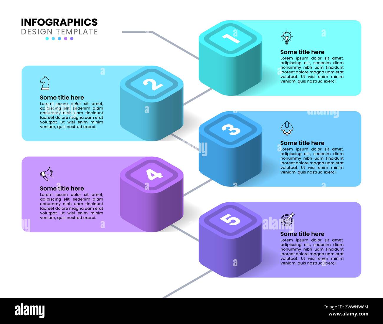 Infographic template with icons and 5 options or steps. Isometric path. Can be used for workflow ...