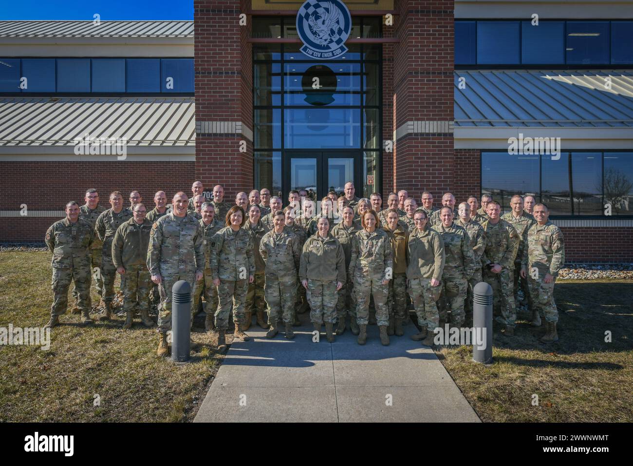 Members of the 110th Wing pose for a group photo with Chief Master Sgt ...