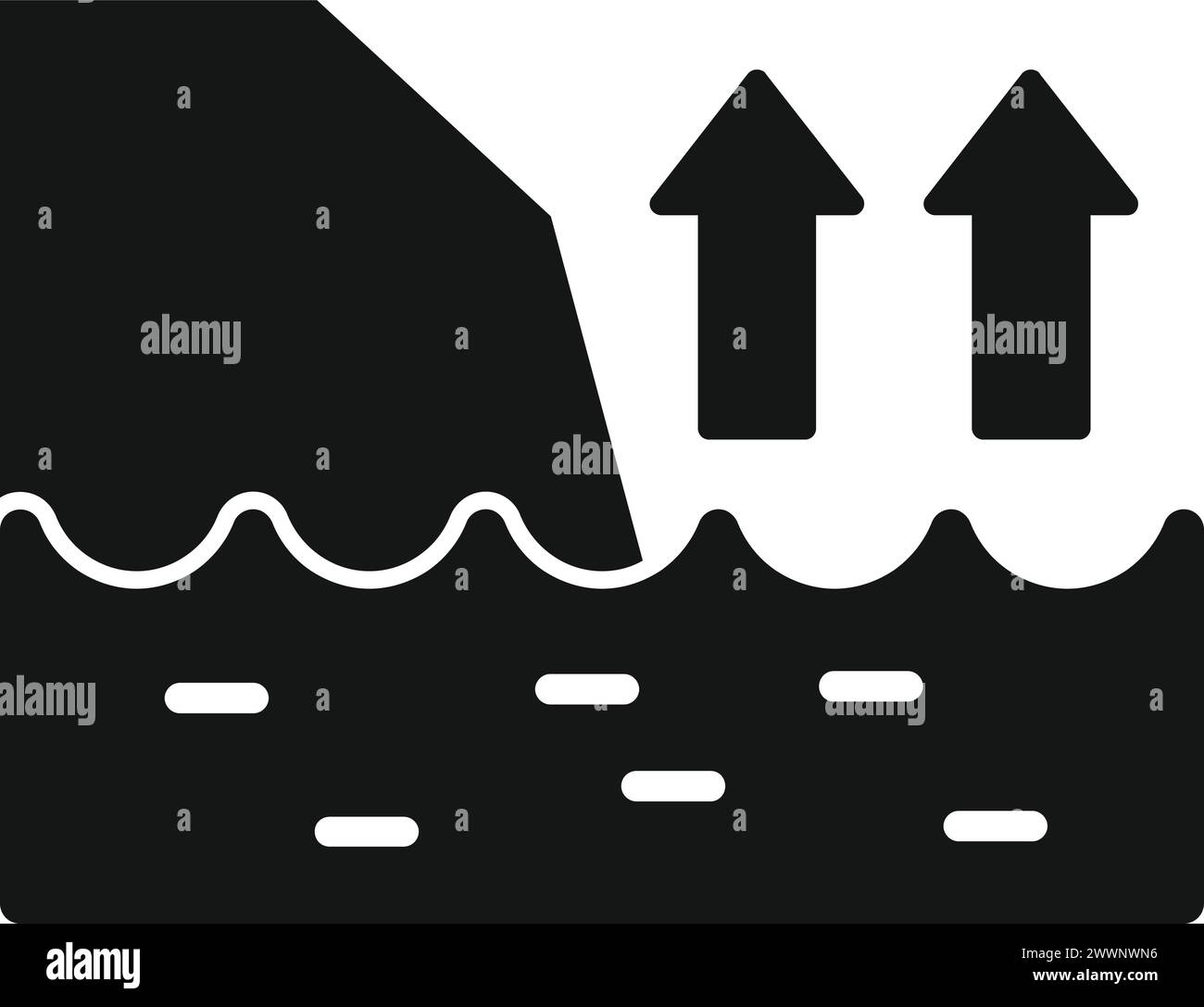Sea level rise icon simple vector. Climate change risk. Ocean sign ...