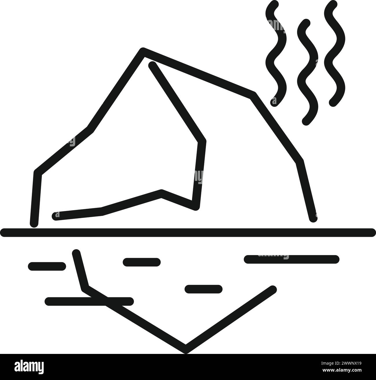 Sea level rise after melting iceberg icon outline vector. Flood risk ...