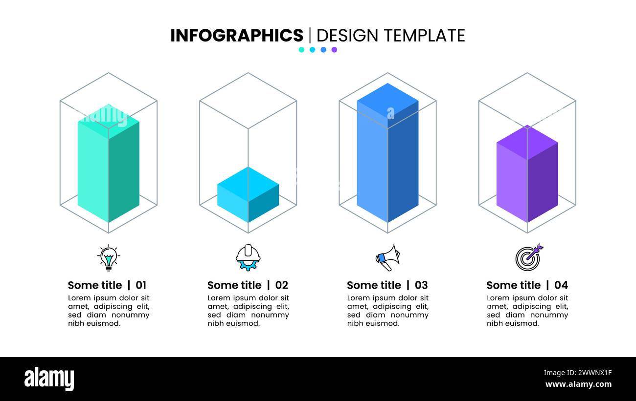 Infographic template with icons and 4 options or steps. 3d columns. Can ...