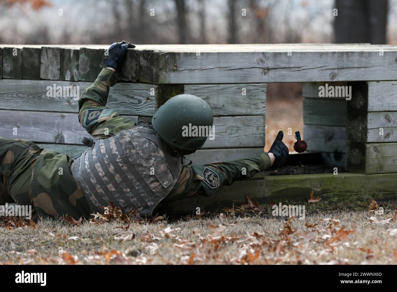 The Norwegian Home Defense Youth throw simulated hand grenades at Camp ...