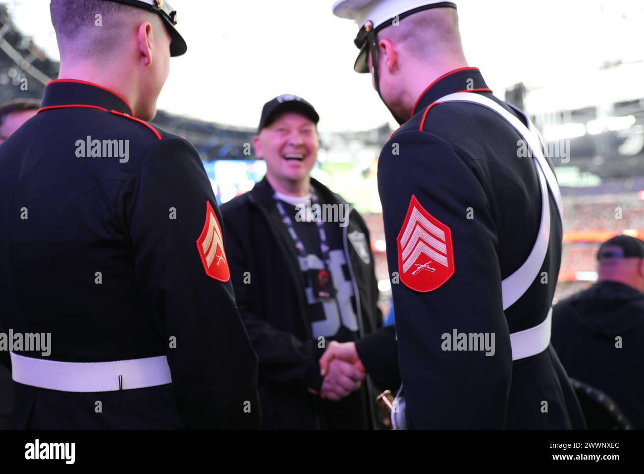 While at Super Bowl LVIII two members of the Joint Armed Forces Color ...