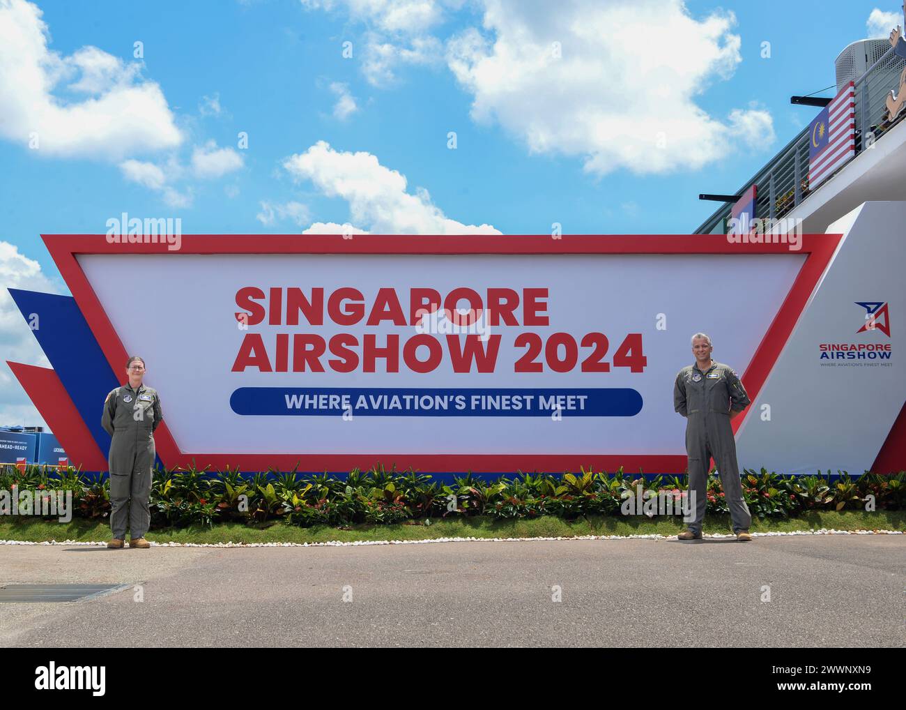 U.S. Air Force Col. Joanna Mitchell, left, Air Boss for the Singapore ...