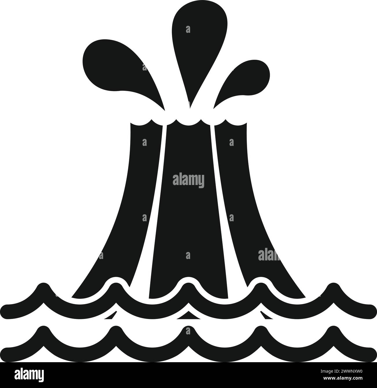 Aquatic volcano eruption icon simple vector. Costal city flood. Warming ...