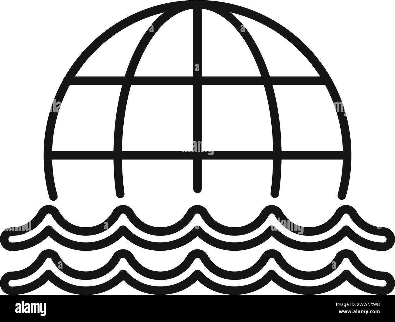 Global planet sea level rise icon outline vector. Climate change. World ...
