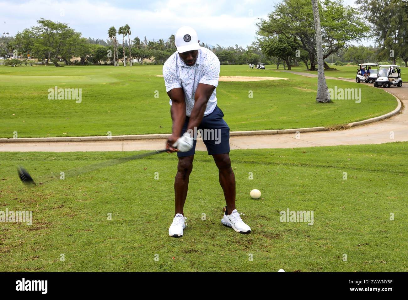 NFL Hall of Fame player, Terrell Davis, plays golf during the Armed ...