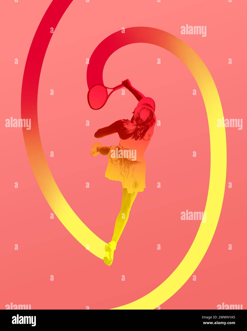 Poster. Contemporary art collage. Aerial view of silhouette of with ...