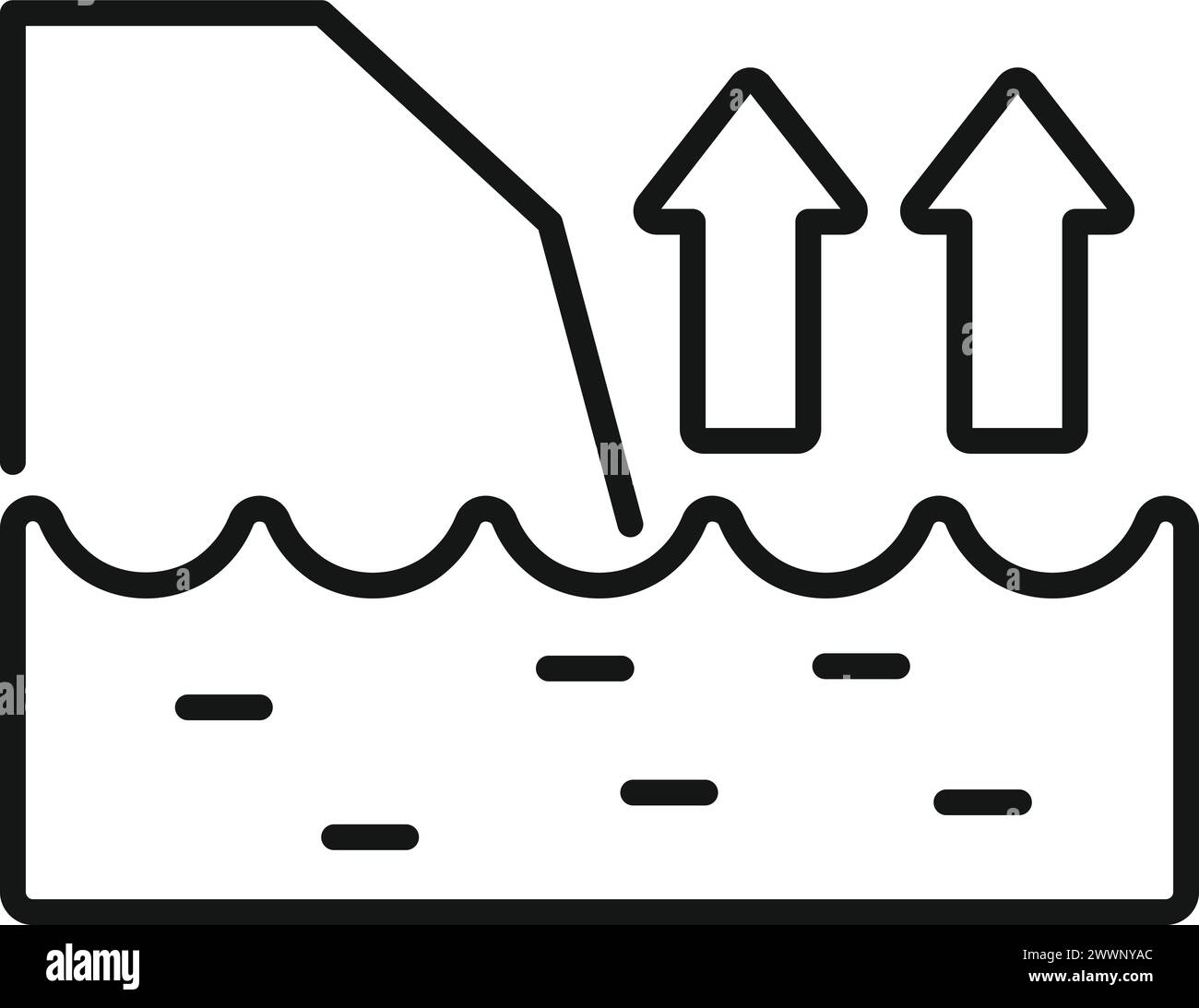 Sea level rise icon outline vector. Climate change risk. Ocean sign ...