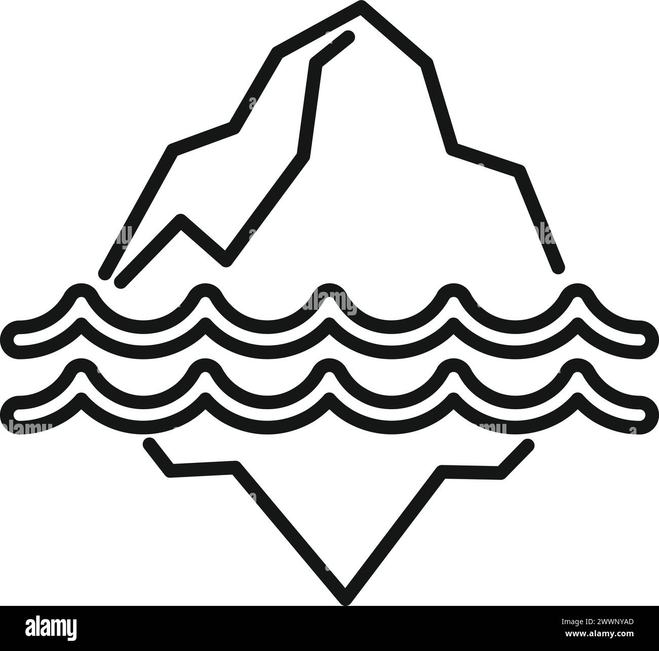 Iceberg melting problem icon outline vector. Climate change. Ocean eco ...