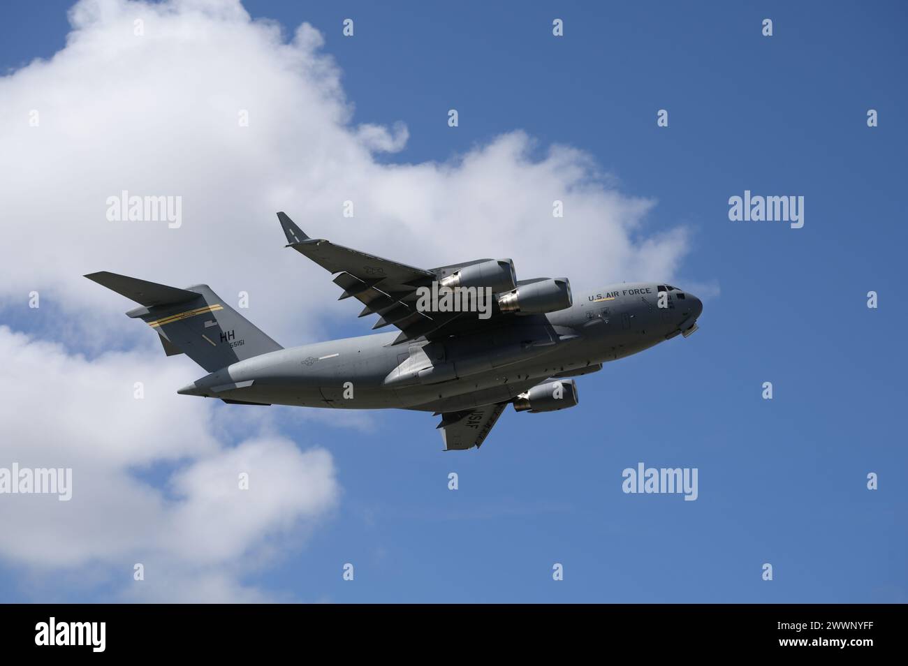 A U.S. Air Force C-17 Globemaster III takes off to support a ...