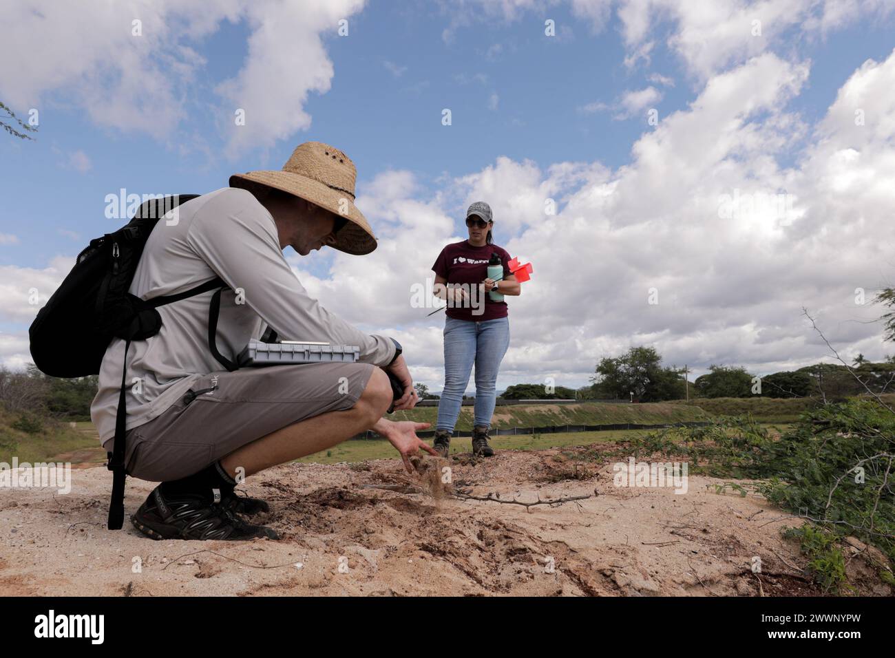 U.S. Marine Corps Maj. Jeff Hart, left, Director of Environmental ...