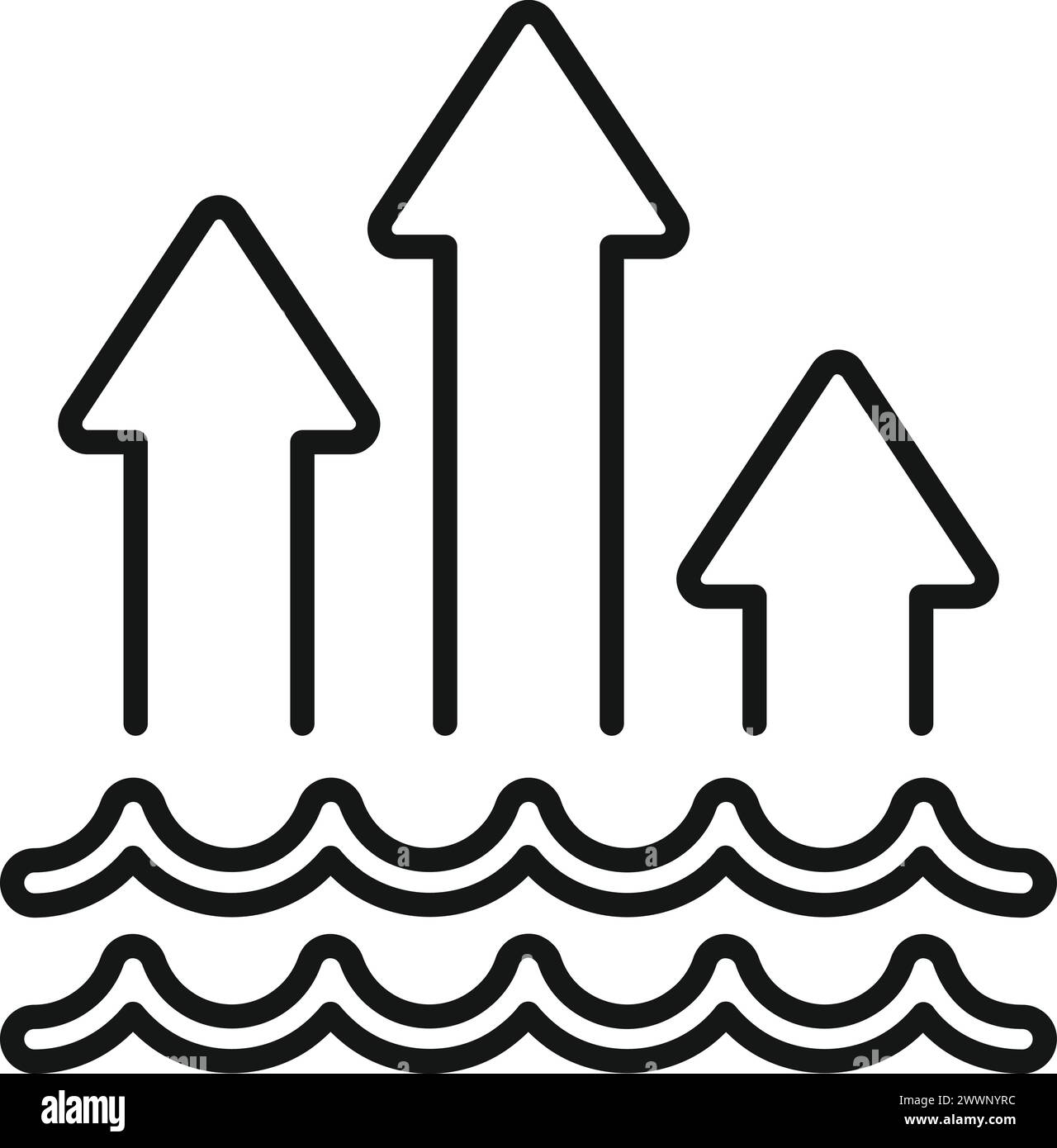 Sea level rise coastal icon outline vector. Global eco problem. Gas eco ...