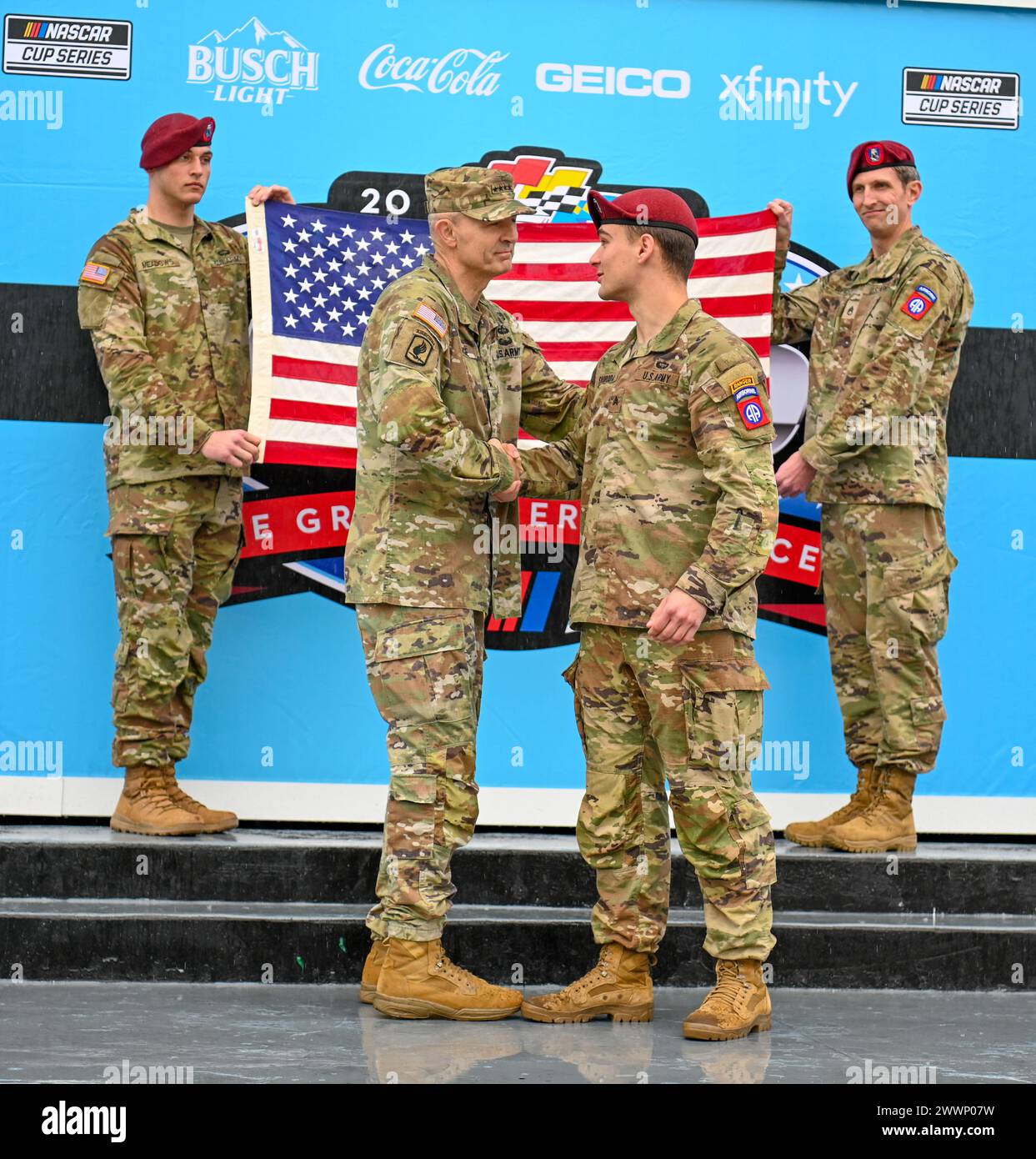 Sergeant Nolan Svoboda is congratulated for reenlisting by General ...