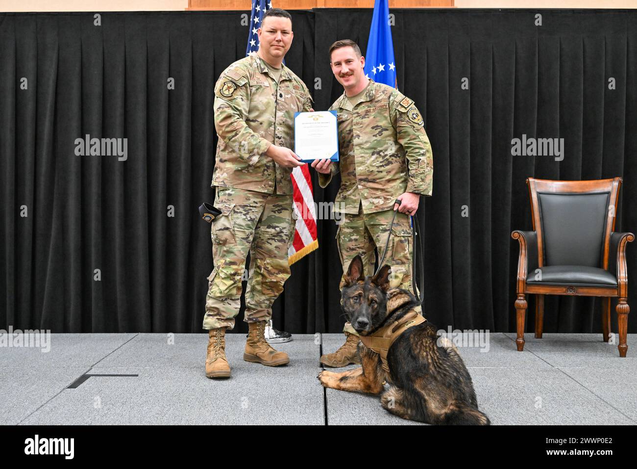 (Left) Lt. Col. Cameron Maher, 75th Security Forces Squadron commander ...