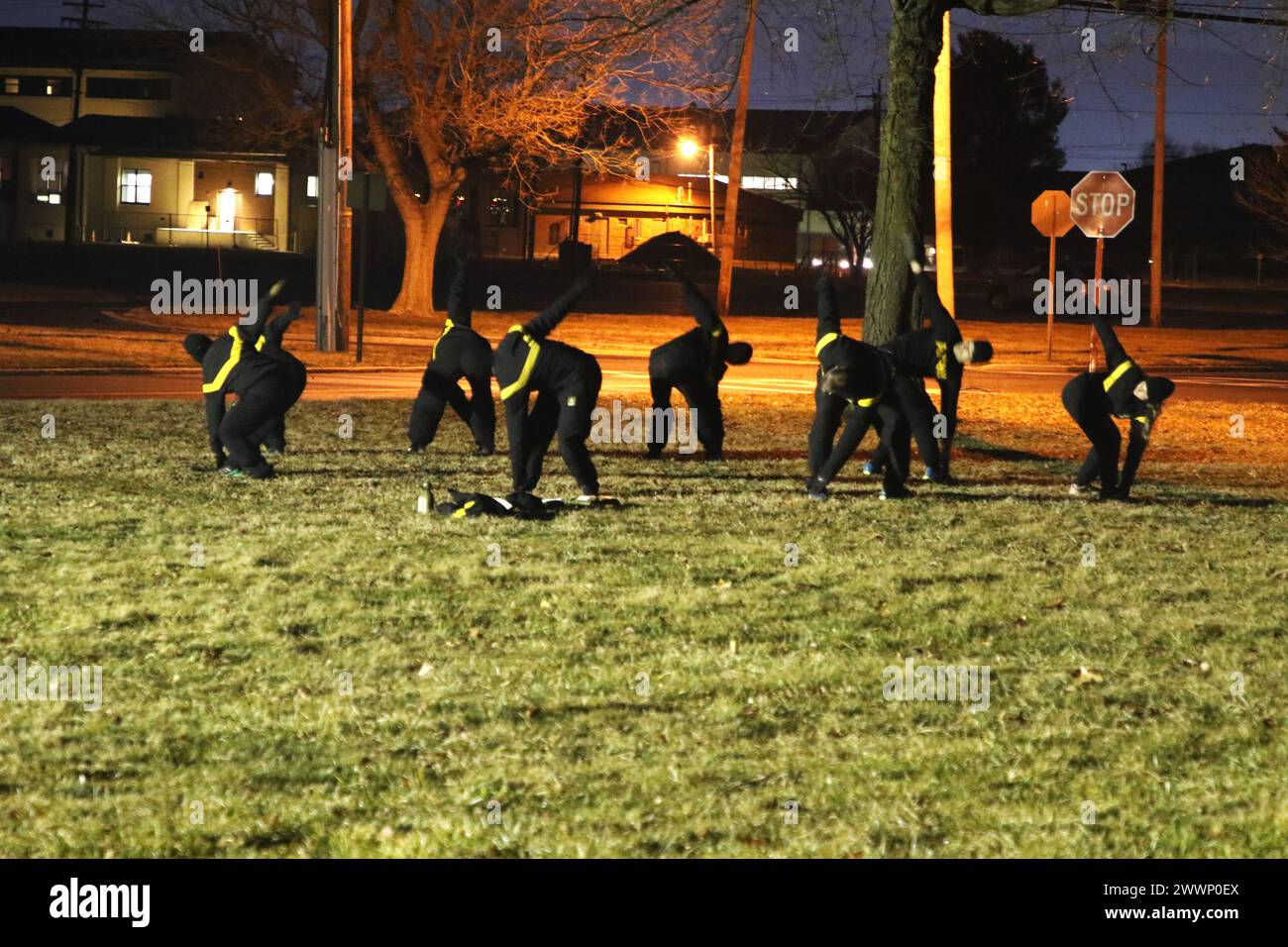 Basic Leader Course (BLC) soldiers complete Physical Readiness Training preparatory drill ...