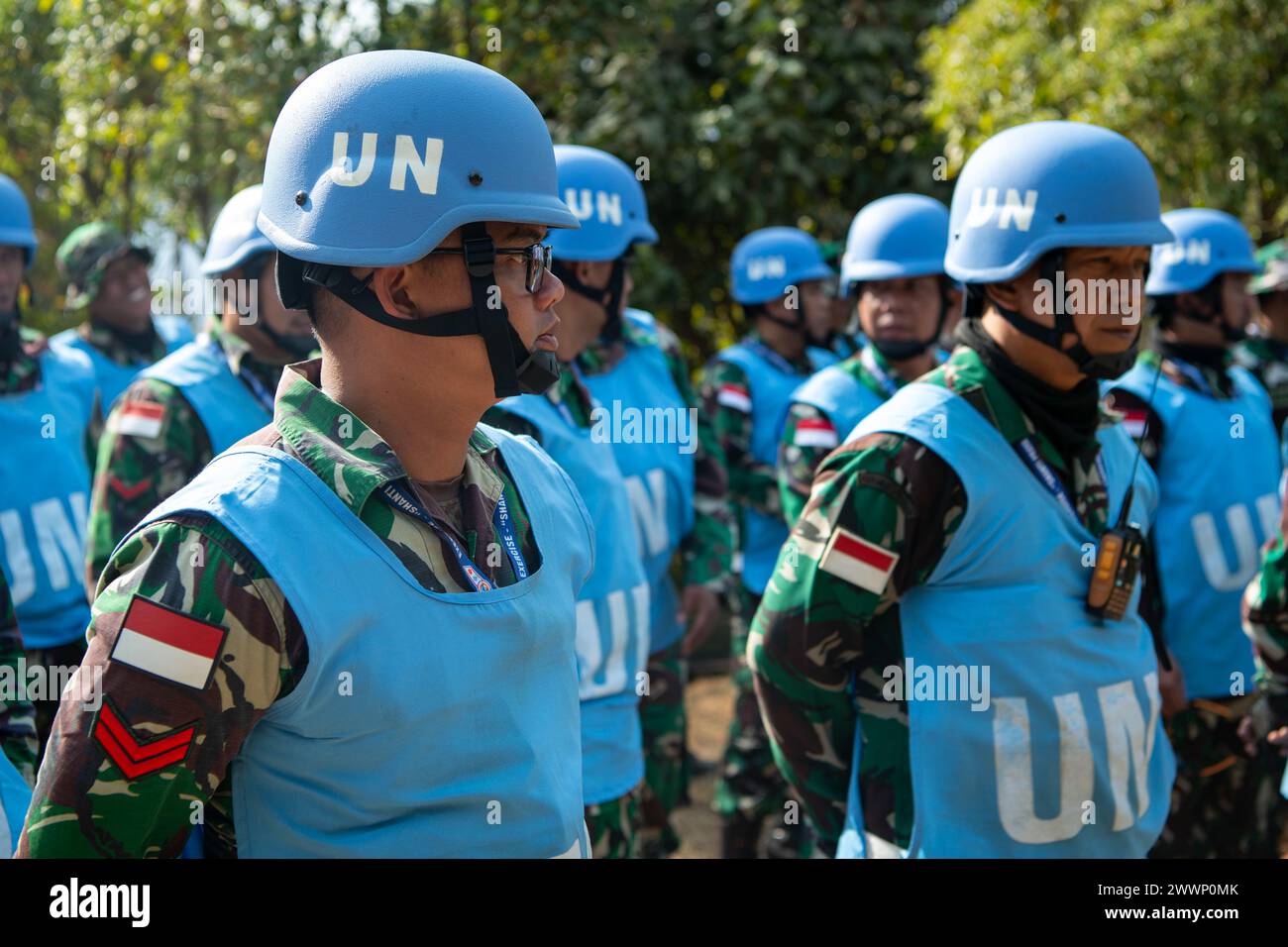 Service members with the Indonesian National Armed Forces participate ...