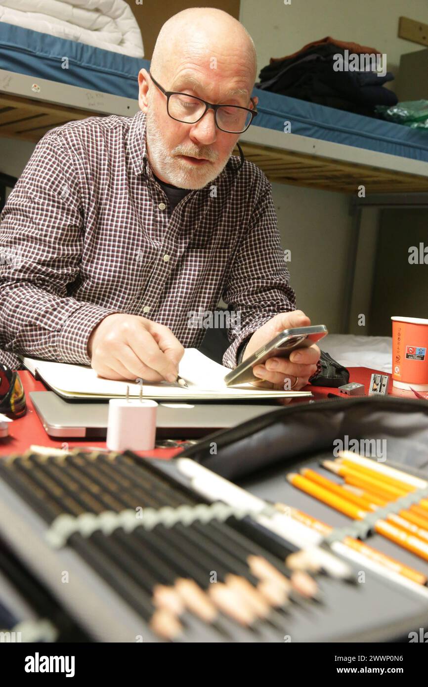 Richard Johnson, a combat artist with the Marine Corps Combat Art ...