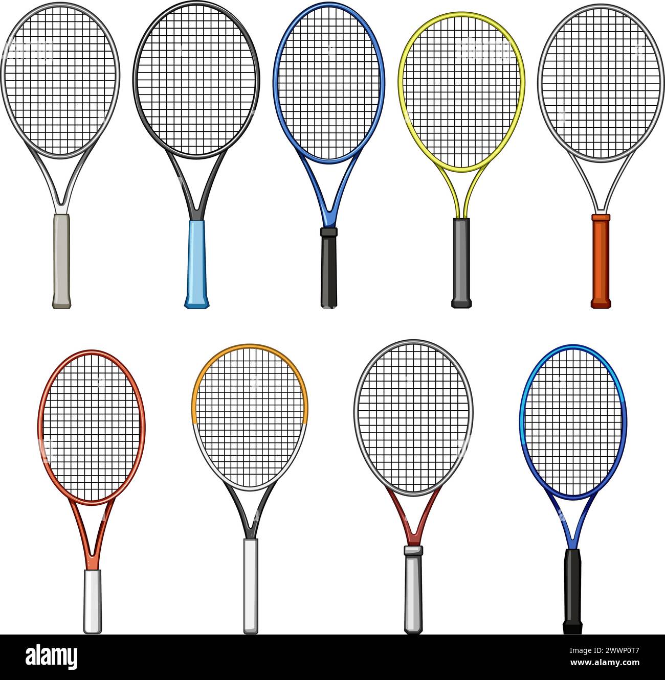 tennis racket set cartoon vector illustration Stock Vector Image & Art ...