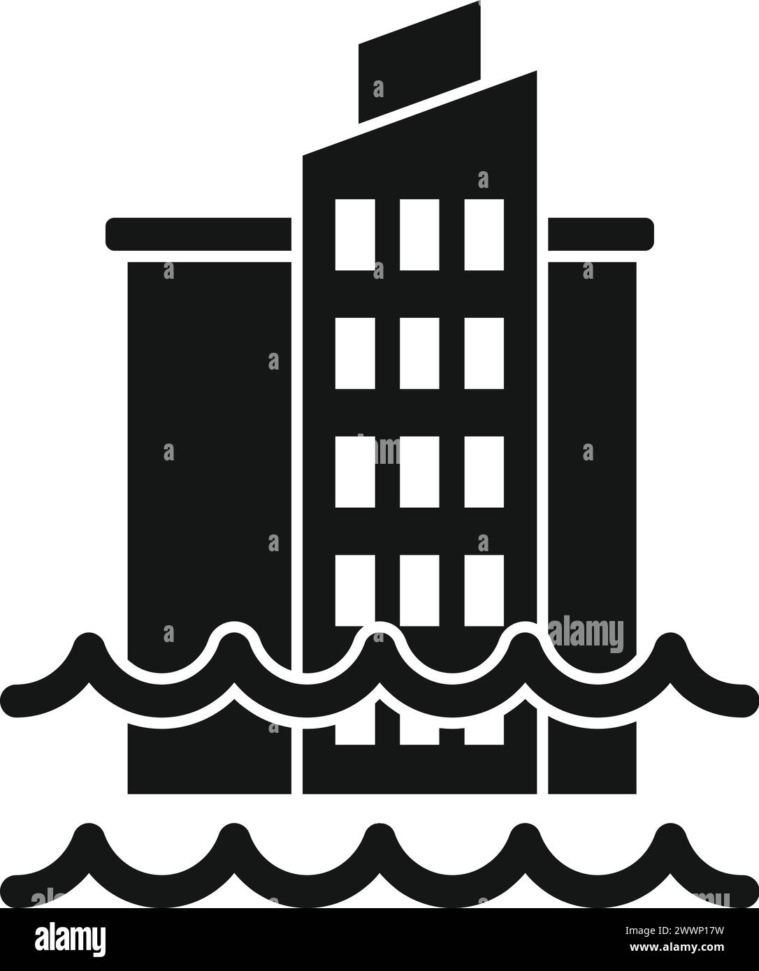 Flood problem city icon simple vector. Climate change disasters. Ocean ...