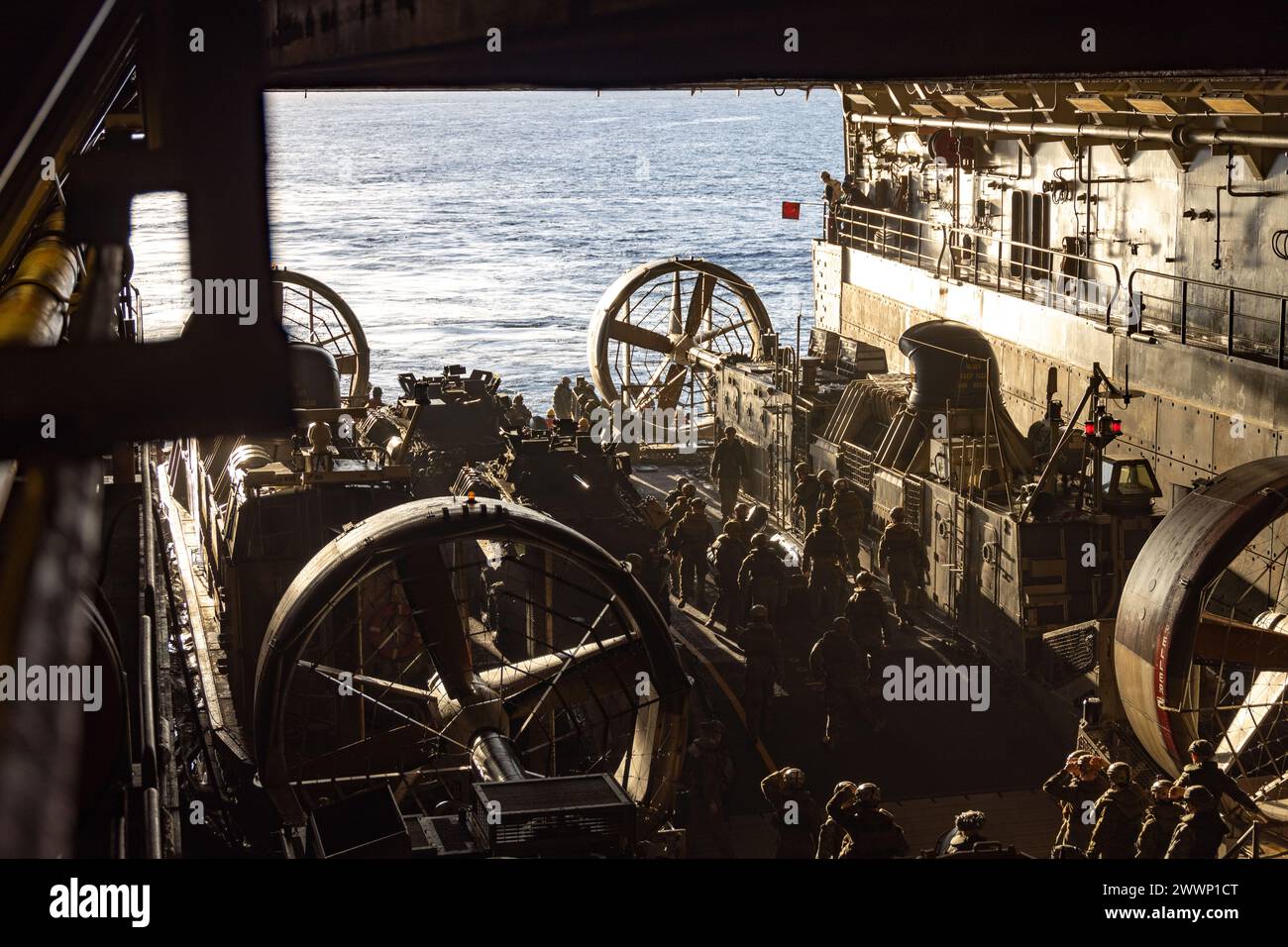 U.S. Navy Sailors with the amphibious docking ship USS Green Bay (LPD ...