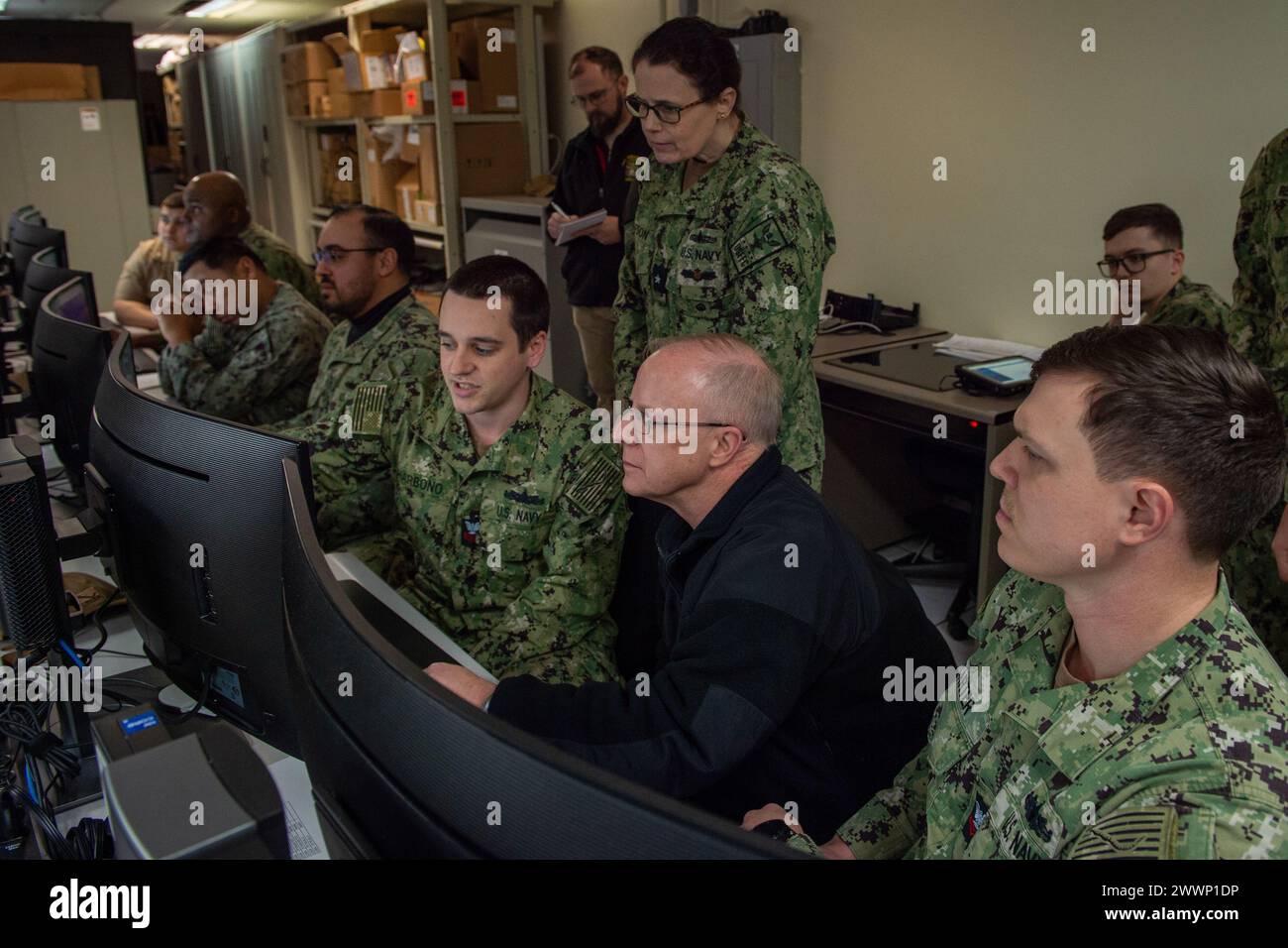 NORFOLK, Va. – Fire Controlman Second Class Tyler Charbono demonstrates ...