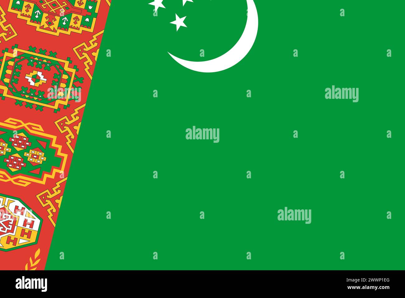 Turkmenistan flag - rectangular cutout of rotated vector flag Stock ...