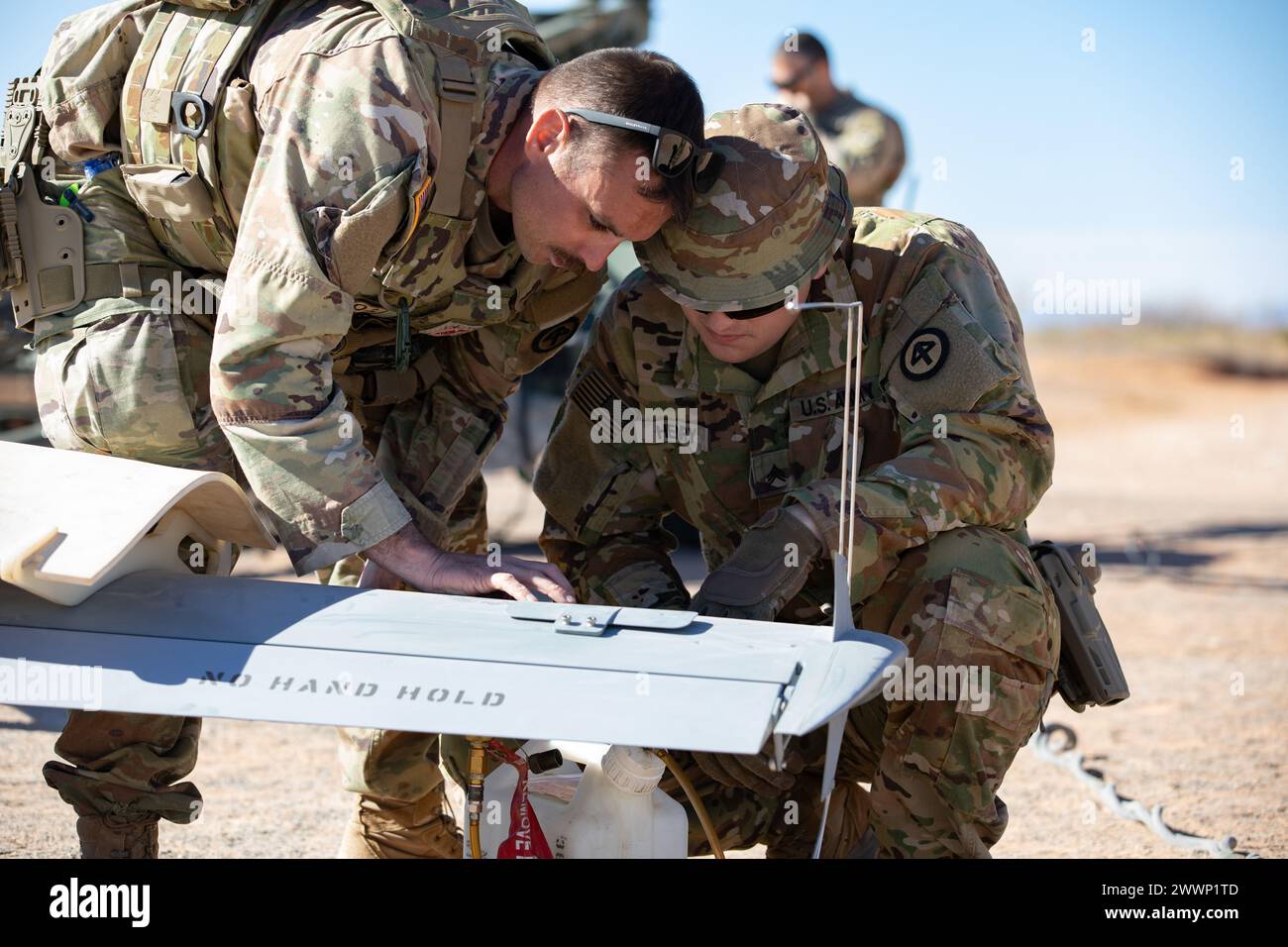 U.S. Army Sgt. Christian Henry and Chief Warrant Officer 2 Matthew Hedges, assigned to Delta Co ...