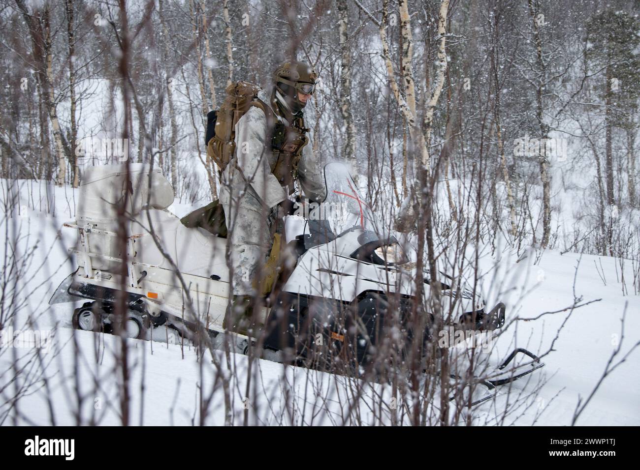 A U.S. Marine with II Marine Expeditionary Force (II MEF) navigates ...