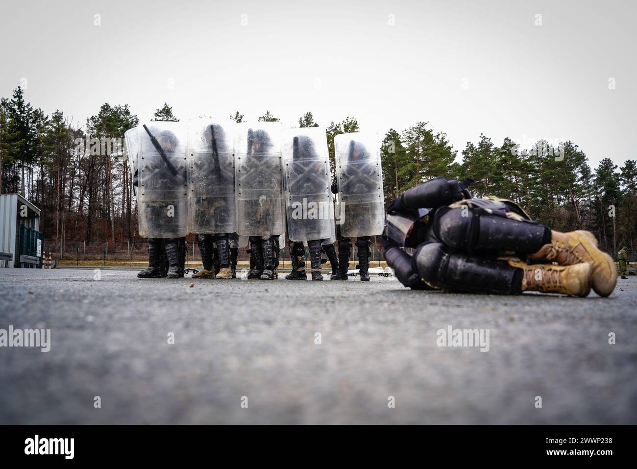 Albanian soldiers conduct an extraction rescue team exercise during ...