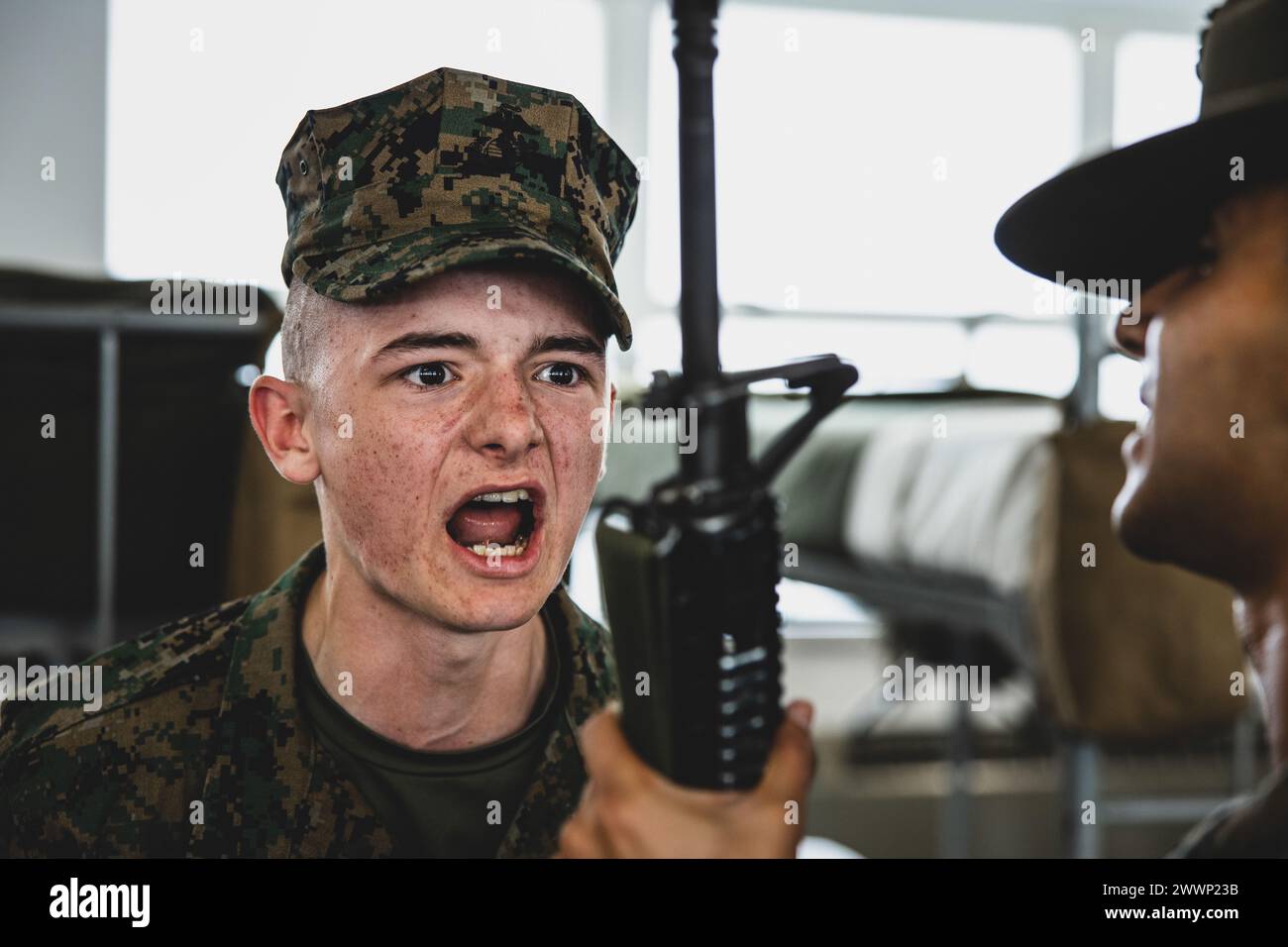 U.S. Marine Corps Recruit Colten Sanderfer with Mike Company, 3rd ...