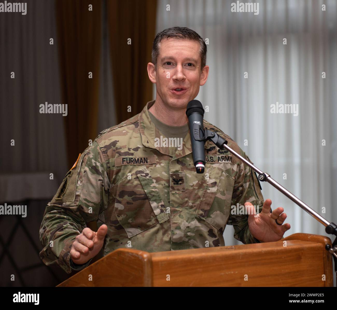 U.S. Army Garrison Rheinland-Pfalz Commander, Col. Reid E. Furman gives ...
