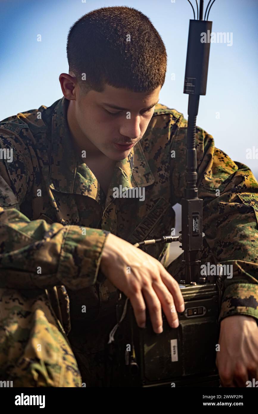 U.S. Marine Corps Lance Cpl. Mason Haggard, a transmissions system ...
