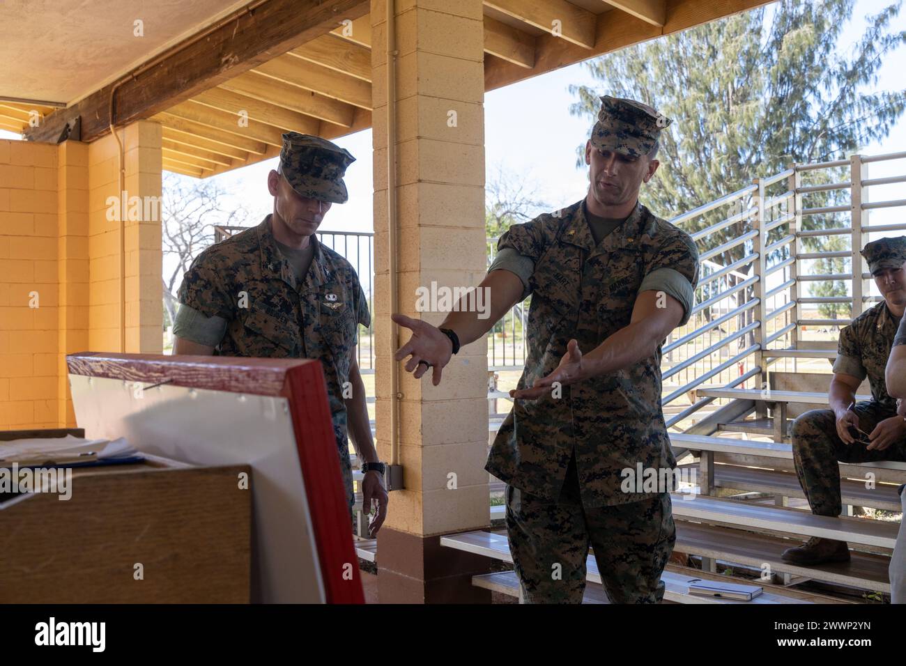 U.S. Marine Corps Col. Jeremy Beaven, left, commanding officer of ...