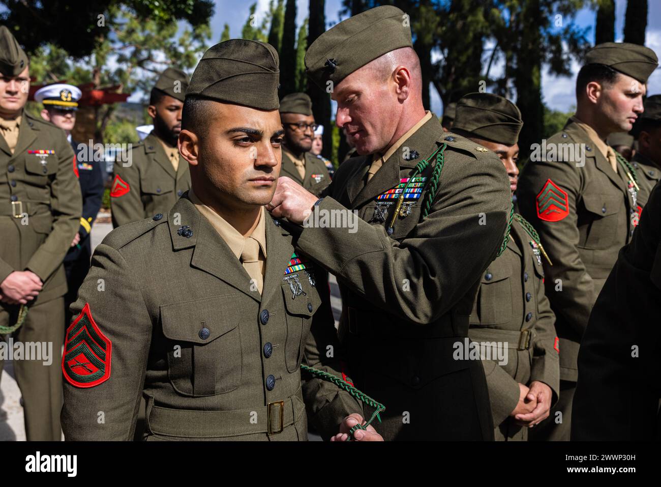 U.S. Marine Corps Maj. Clint Sovie, right, the logistics officer with ...