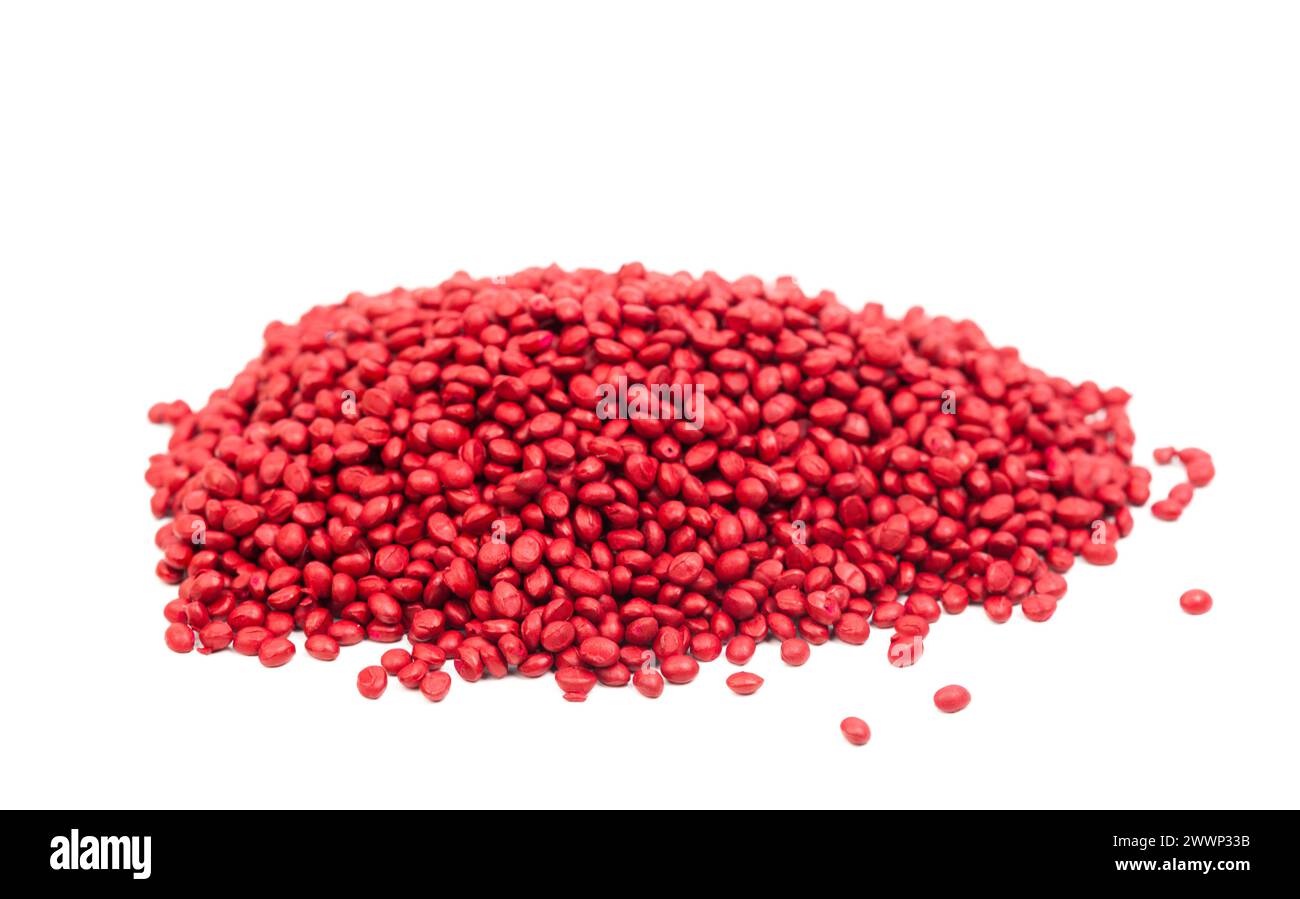 red polymer balls for injection moulding process Stock Photo - Alamy