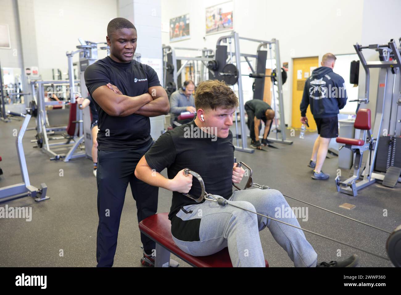 U.S. Marine Corps Sgt. Paul Nhomba, left, mobility chief with the ...