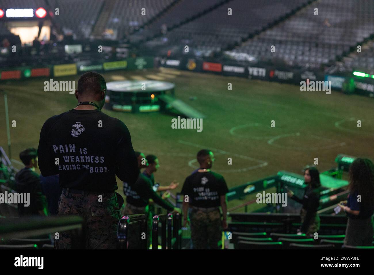 U.S. Marines with Recruiting Station Sacramento overlook the arena at ...