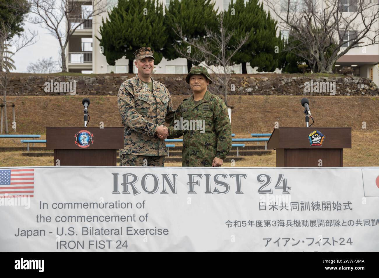 U.S. Marine Corps Col. Matthew Danner, left, the commanding officer of ...