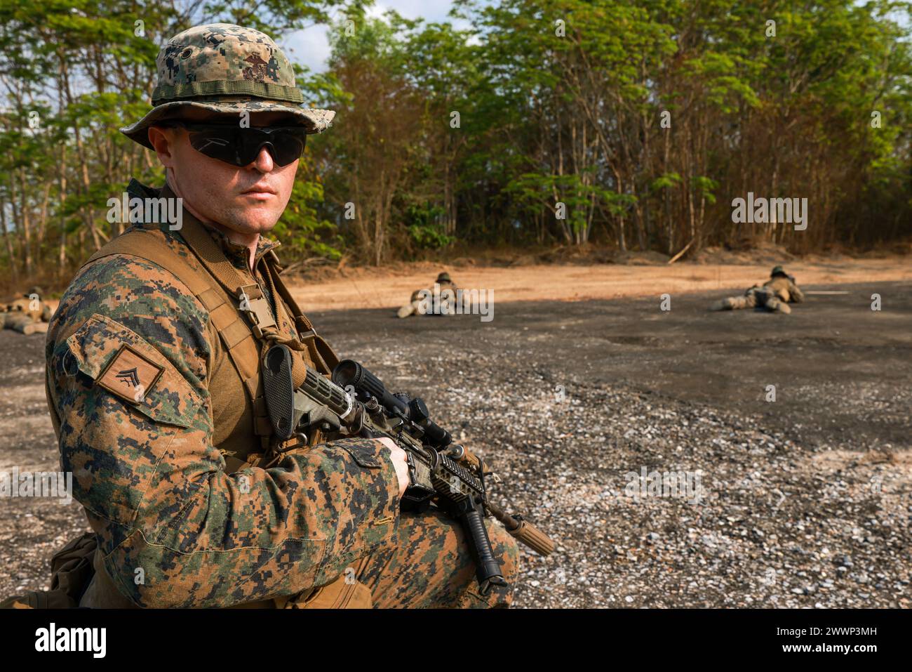 U.S. Marine Corps Cpl. Derek Robertson, a section leader assigned to ...